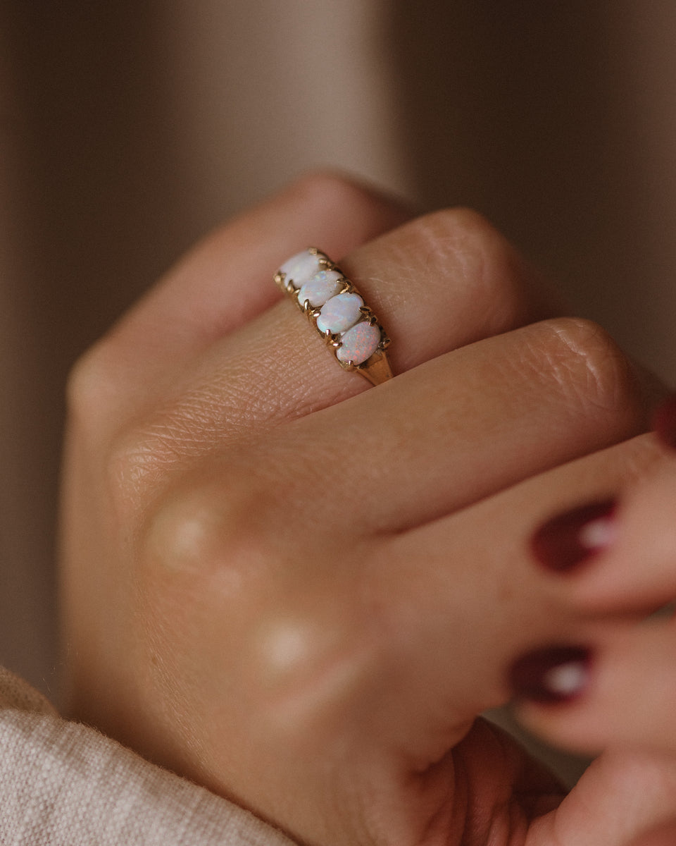 Gladys 1977 Vintage 9ct Gold Five Stone Opal Ring | Rock n Rose