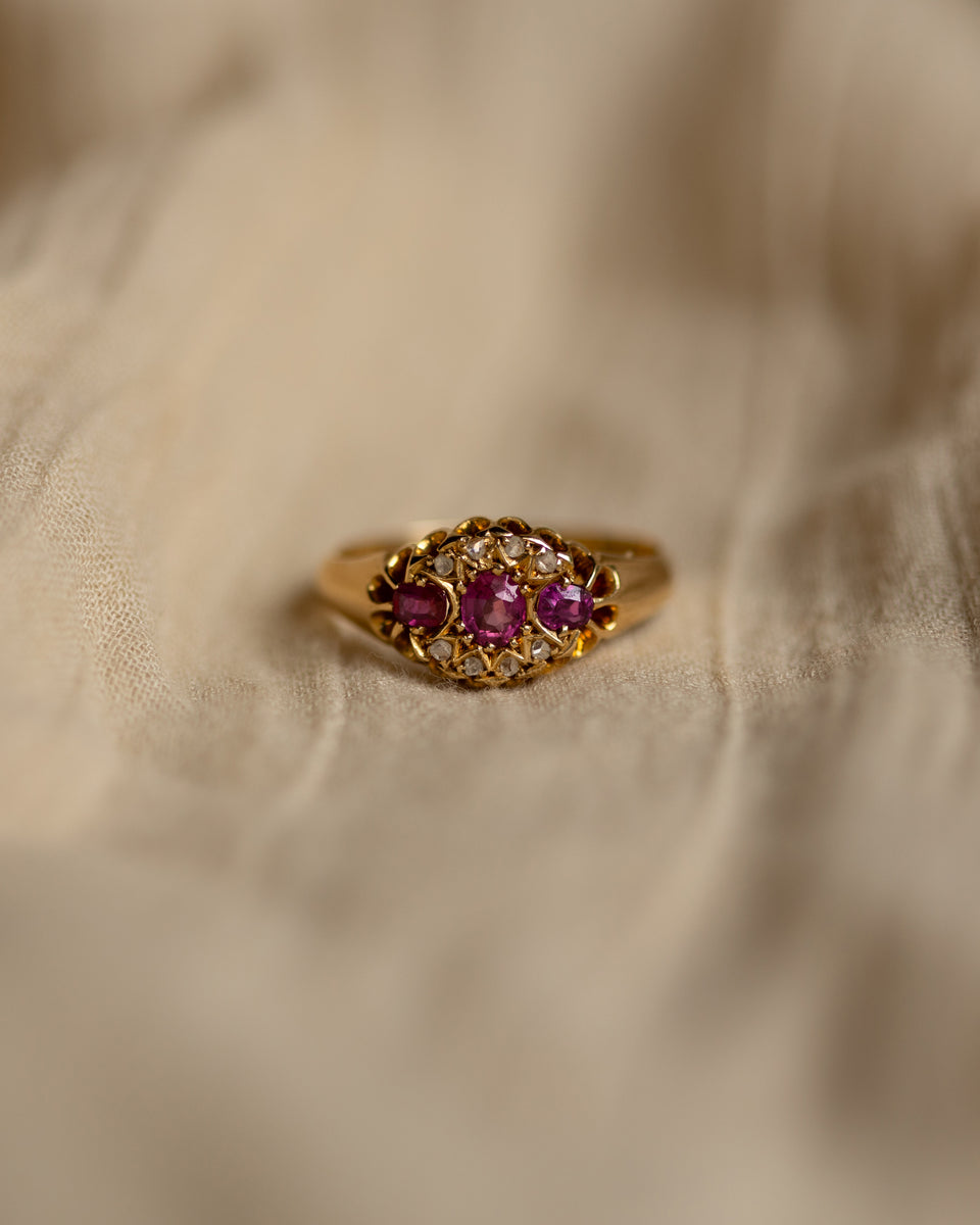 Delphine 1903 Antique 18ct Gold Ruby & Diamond Ring | Rock n Rose