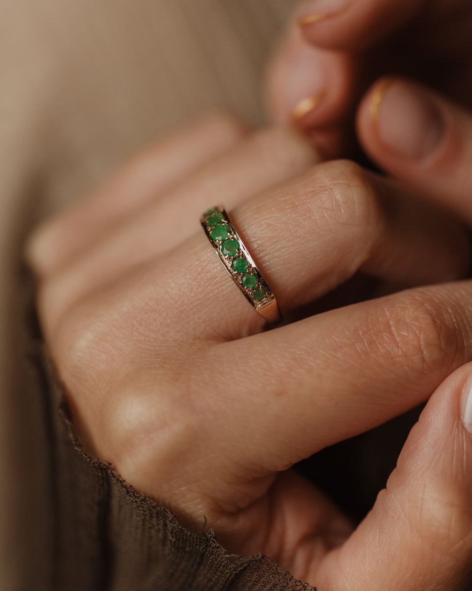 Solana 1978 Vintage 9ct Gold Emerald Half Eternity Ring | Rock n Rose