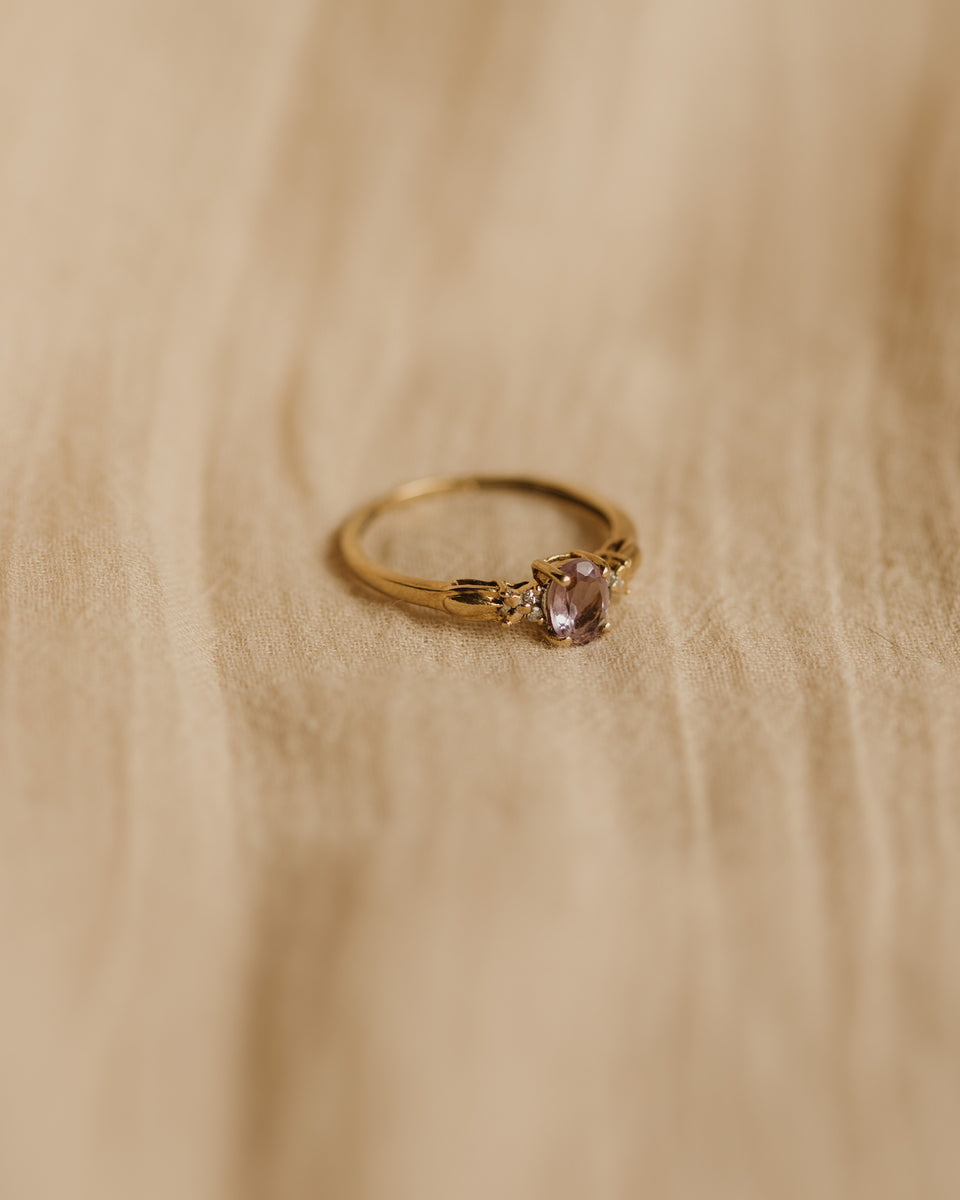 Henrietta Vintage 9ct Gold Amethyst & Diamond Ring | Rock n Rose