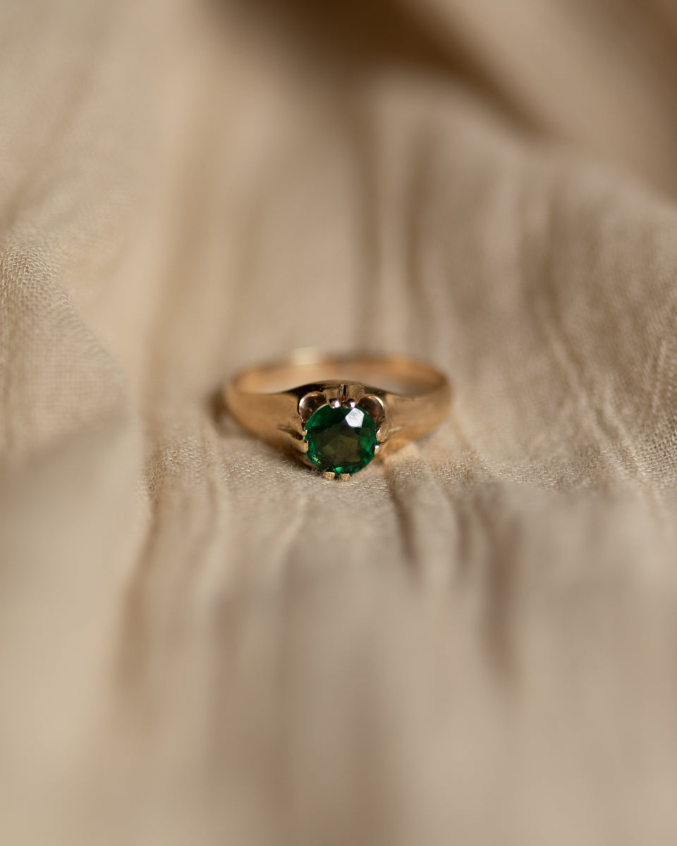 Constance Antique 10ct Gold Emerald Solitaire Ring | Rock n Rose