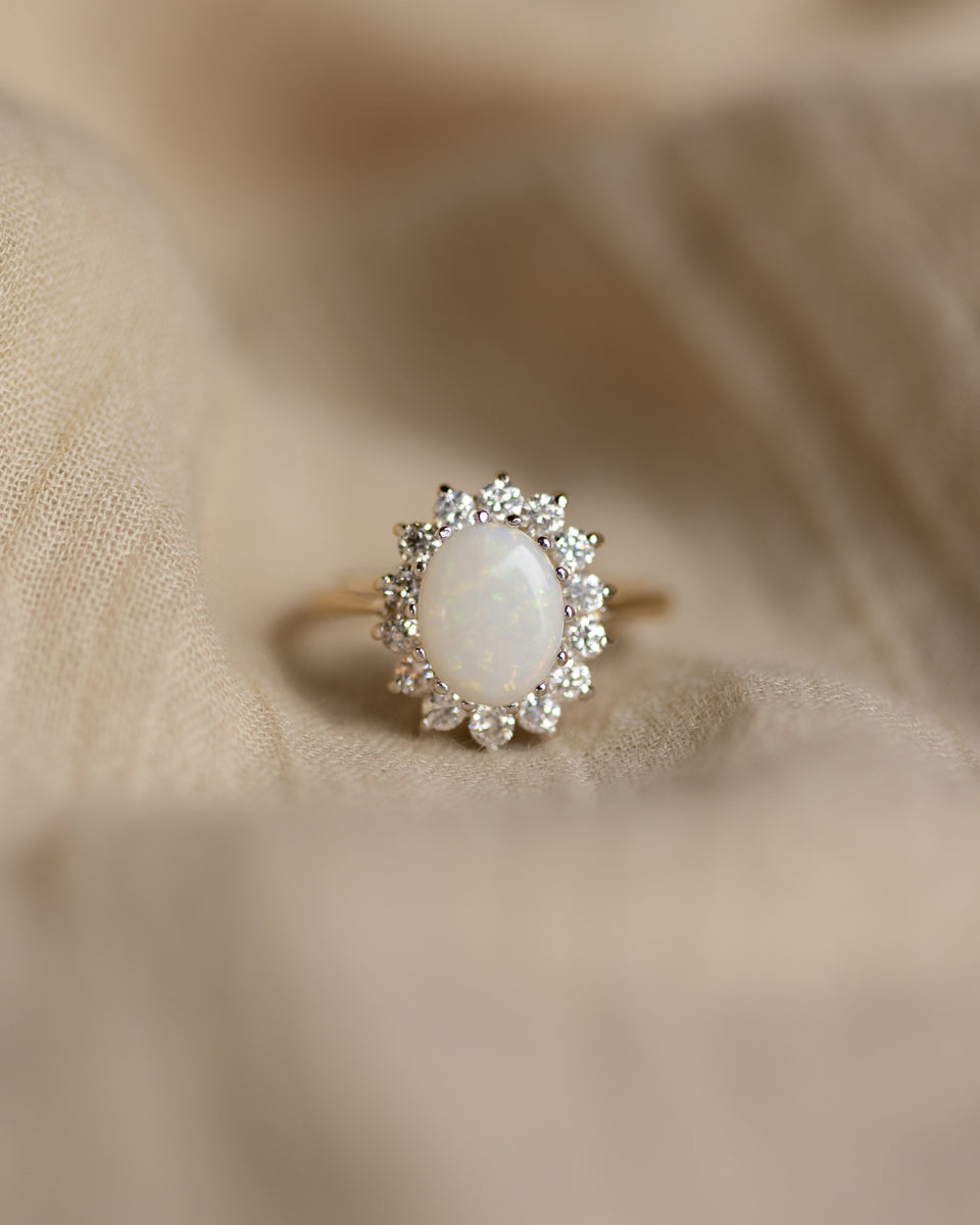 Maud Vintage 9ct Gold Opal & Diamond Cluster Ring | Rock n Rose