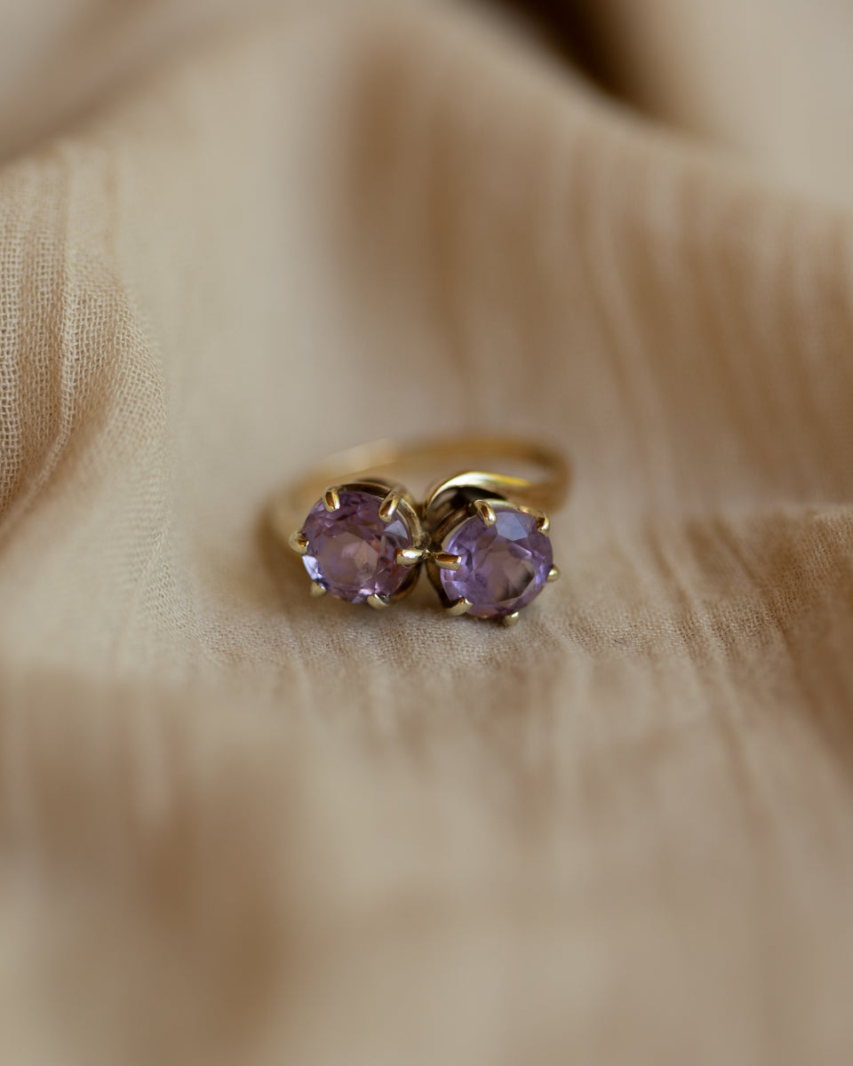 Thora Vintage 9ct Gold Amethyst Toi Et Moi Ring | Rock n Rose