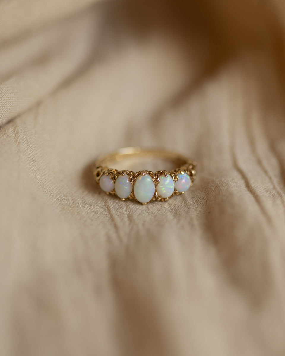 Philippa 1970 Vintage 9ct Gold Five Stone Opal Ring | Rock n Rose