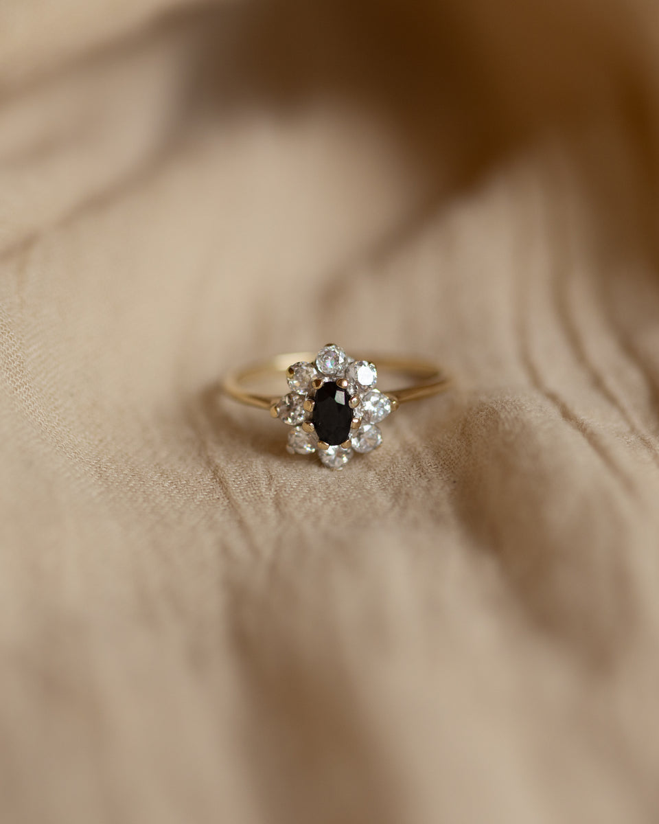 Matilda Vintage 9ct Gold Sapphire & CZ Flowerhead Cluster Ring | Rock n ...
