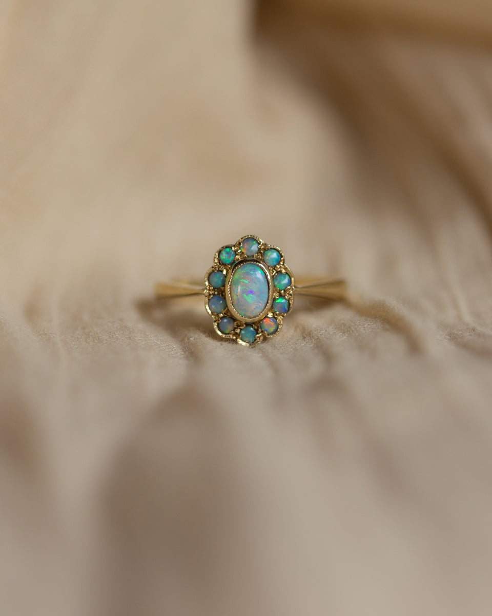 Anna Vintage 9ct Gold Opal Flowerhead Cluster Ring | Rock n Rose