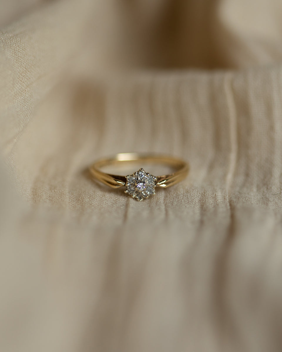 Agnes 1984 Vintage 9ct Gold Diamond Cluster Ring | Rock n Rose