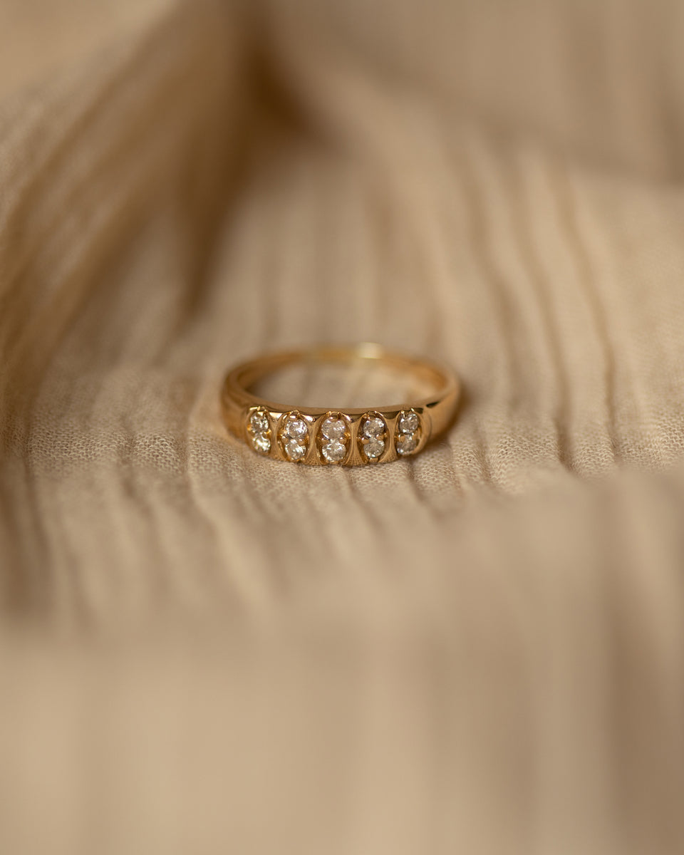Emmy Vintage 18ct Gold Diamond Two-Row Ring | Rock n Rose