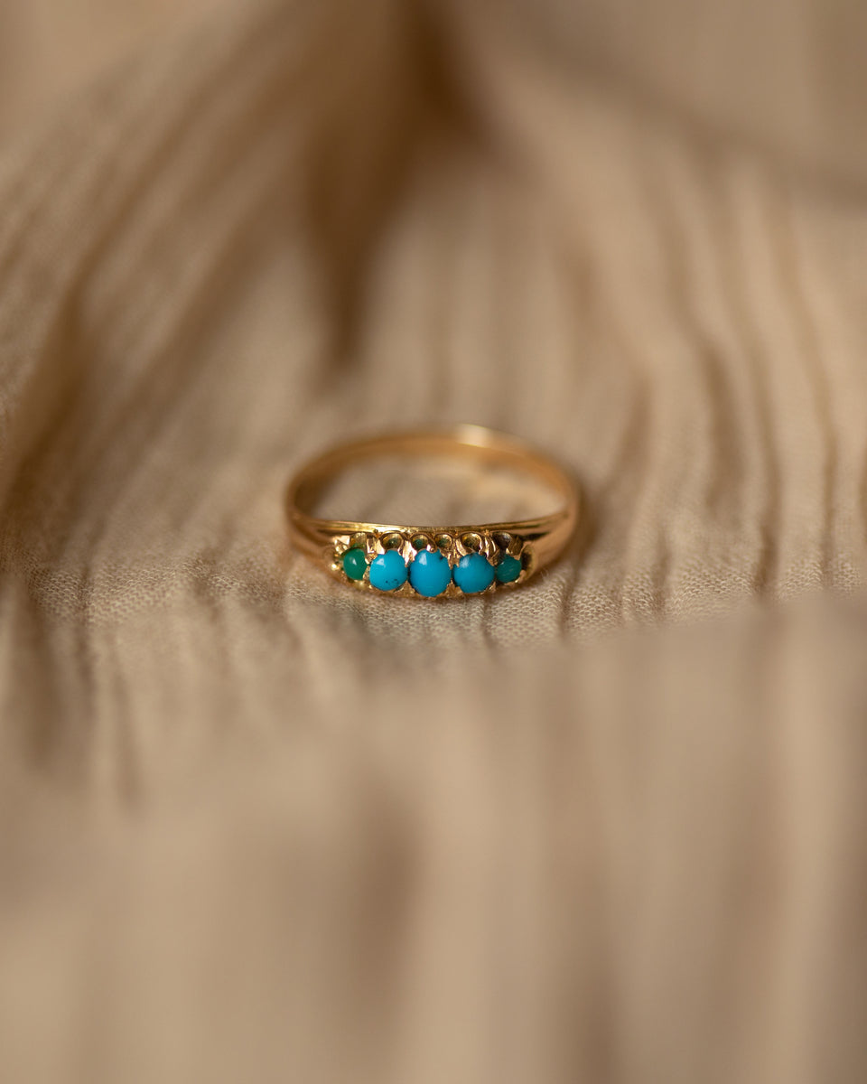 June Antique 9ct Gold Turquoise Five Stone Ring | Rock n Rose