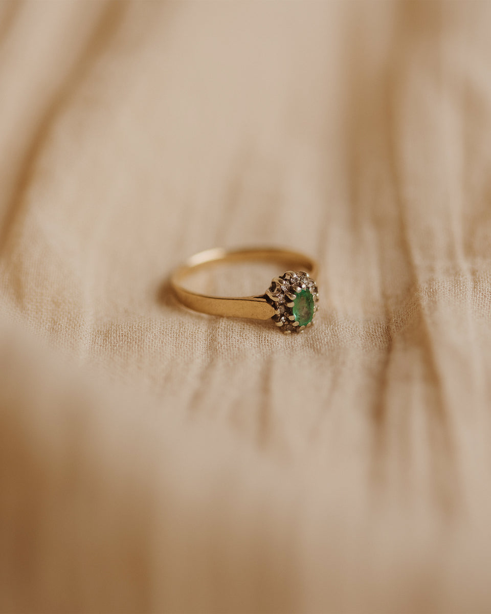Marjorie 1984 9ct Gold Vintage Emerald & Diamond Ring | Rock n Rose
